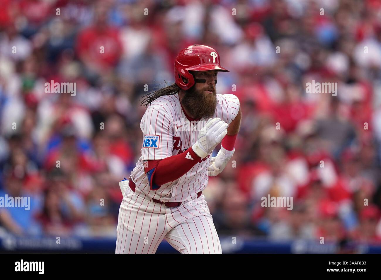 Philadelphia Phillies' Brandon Marsh in action during a baseball game ...