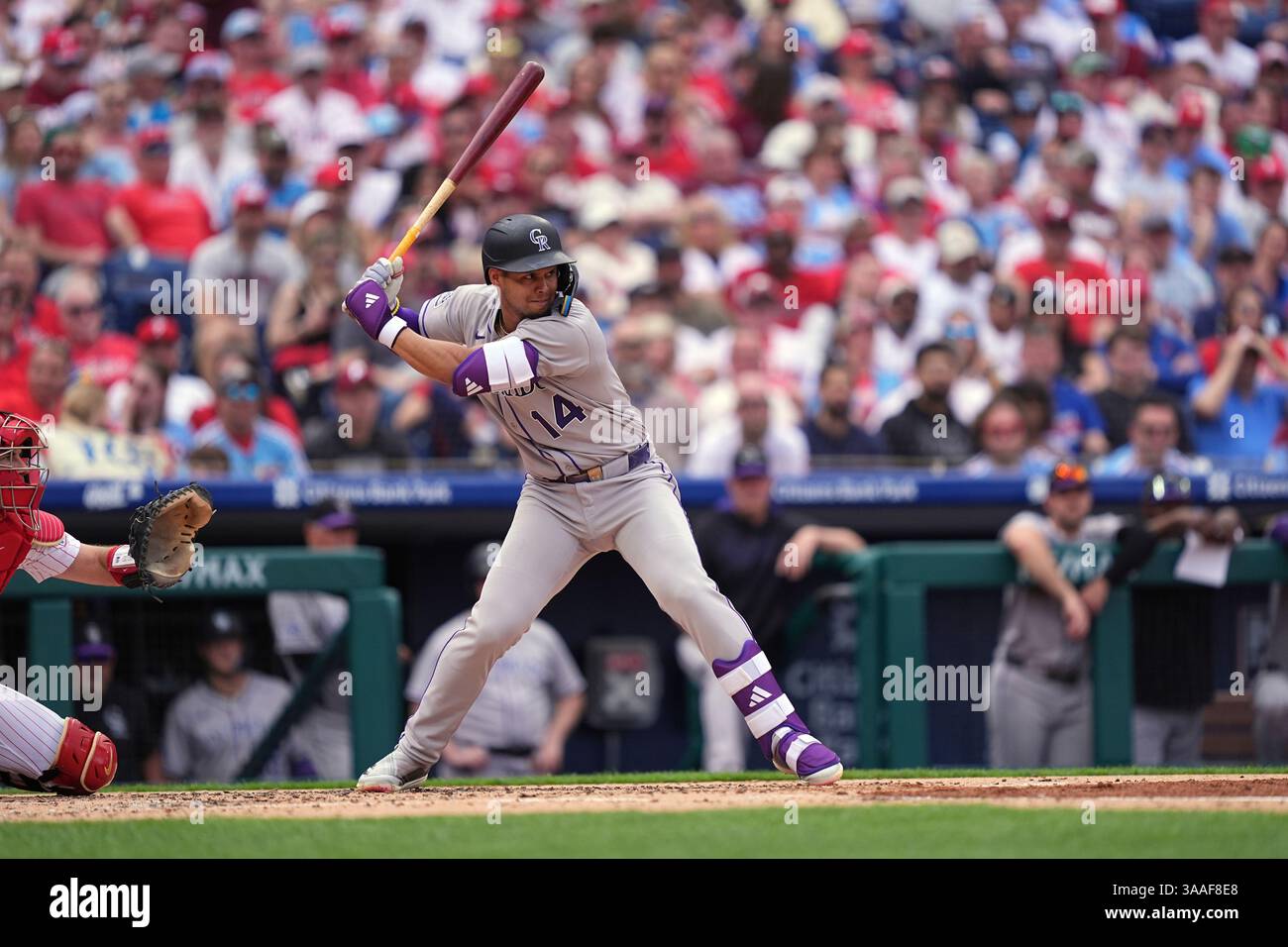 Colorado Rockies' Ezequiel Tovar in action during a baseball game ...