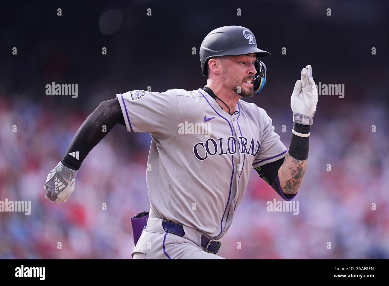 Colorado Rockies' Brenton Doyle in action during a baseball game ...