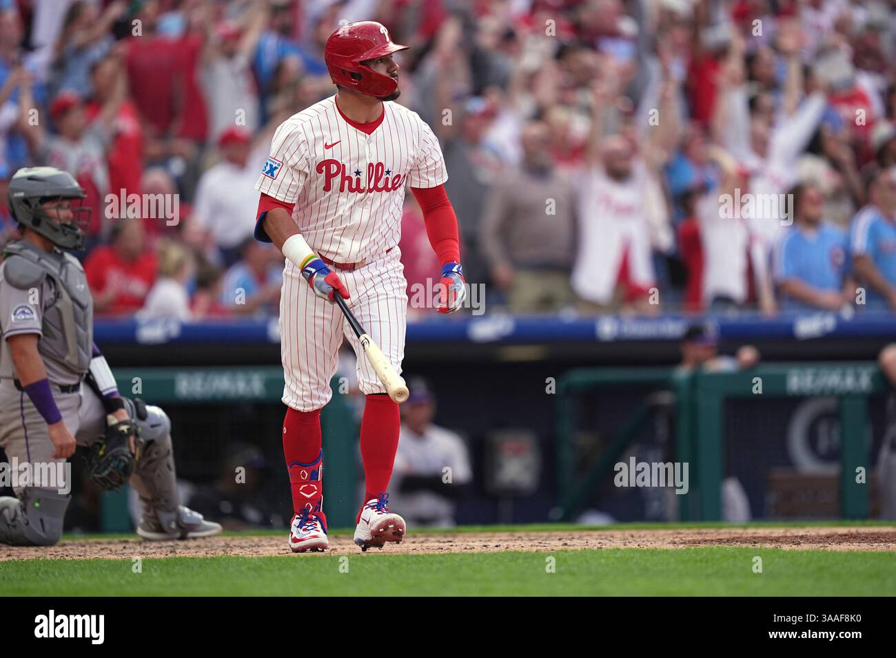 Philadelphia Phillies' Kyle Schwarber in action during a baseball game ...
