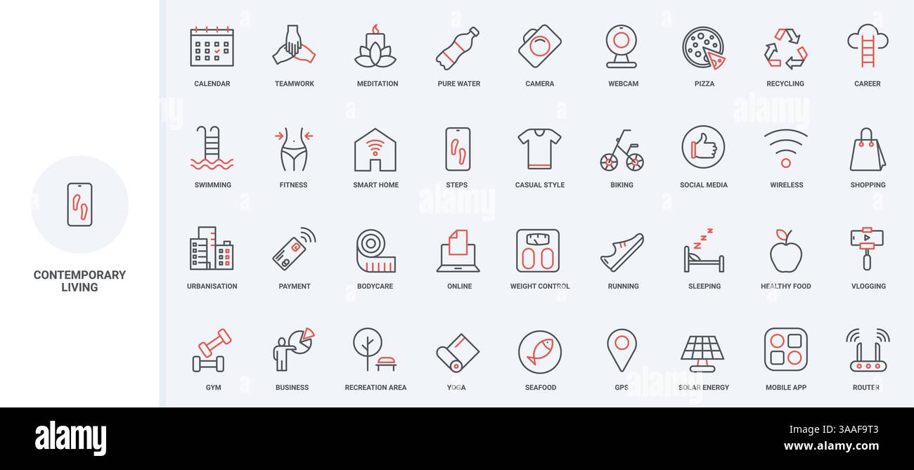 Lifestyle and daily schedule of modern person, everyday life activity ...