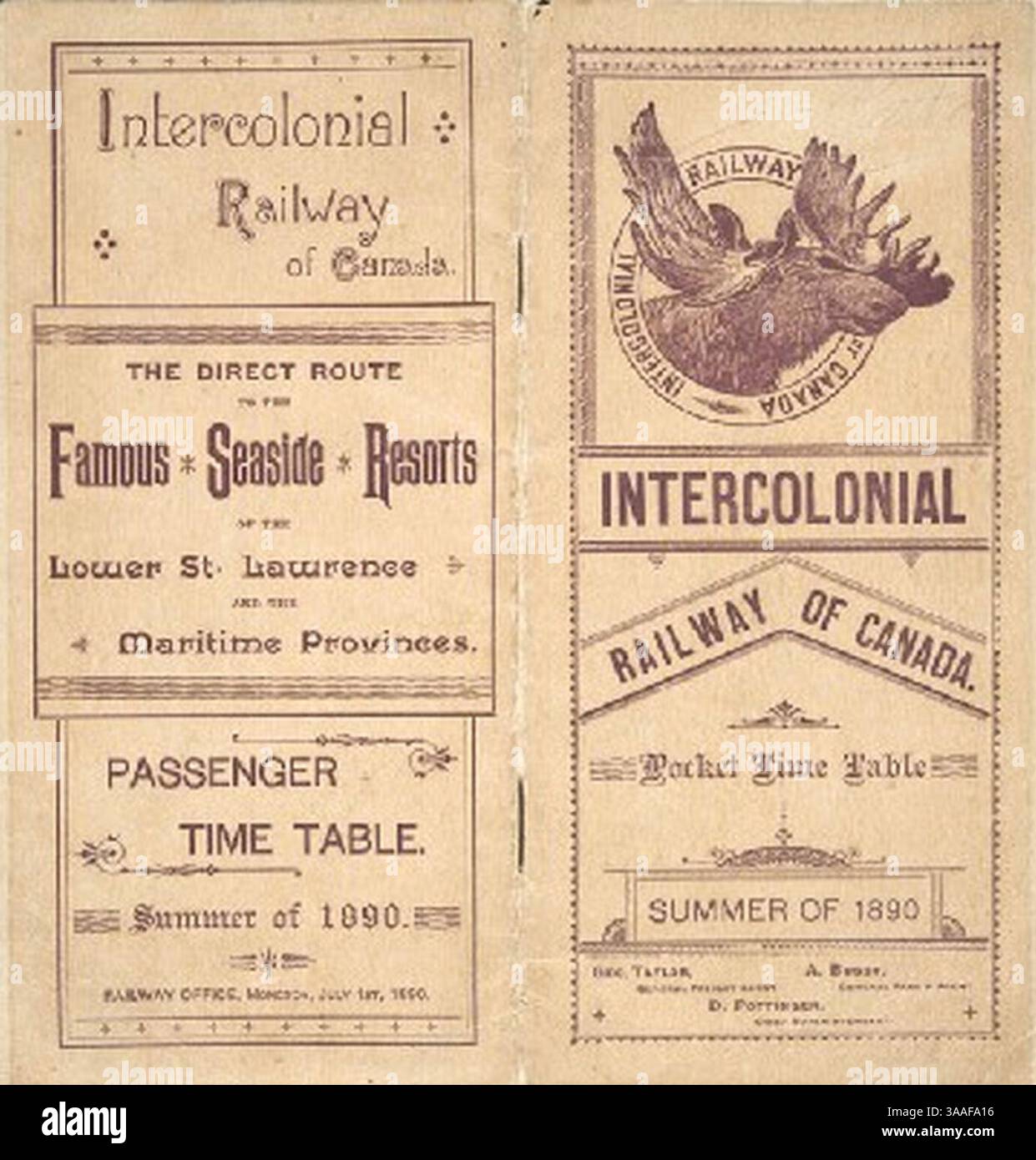 Intercolonial Railway Time Table 1890 Stock Photo - Alamy