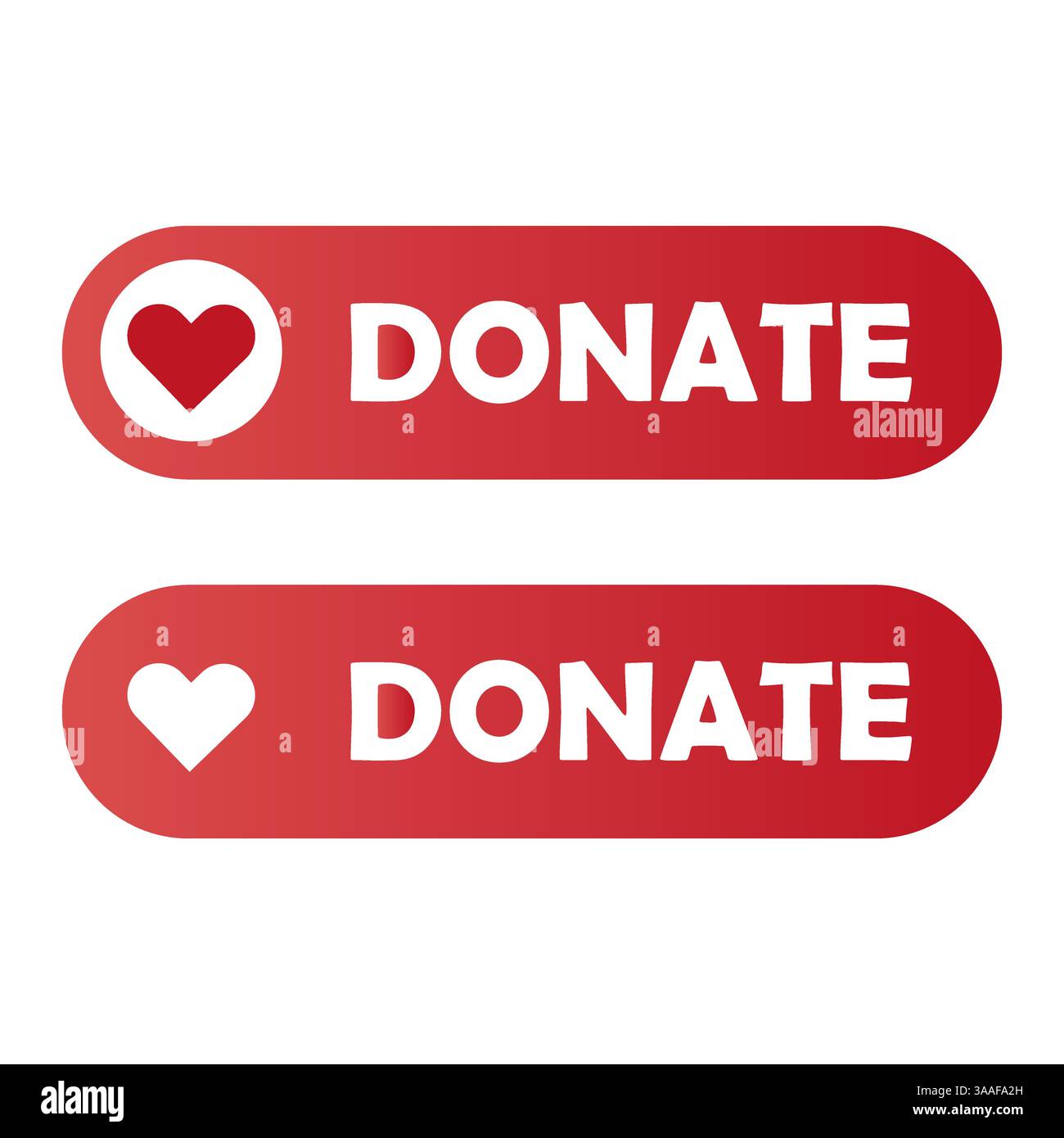 DONATE button icon. Heart symbol label. Red charity shape. Vector ...