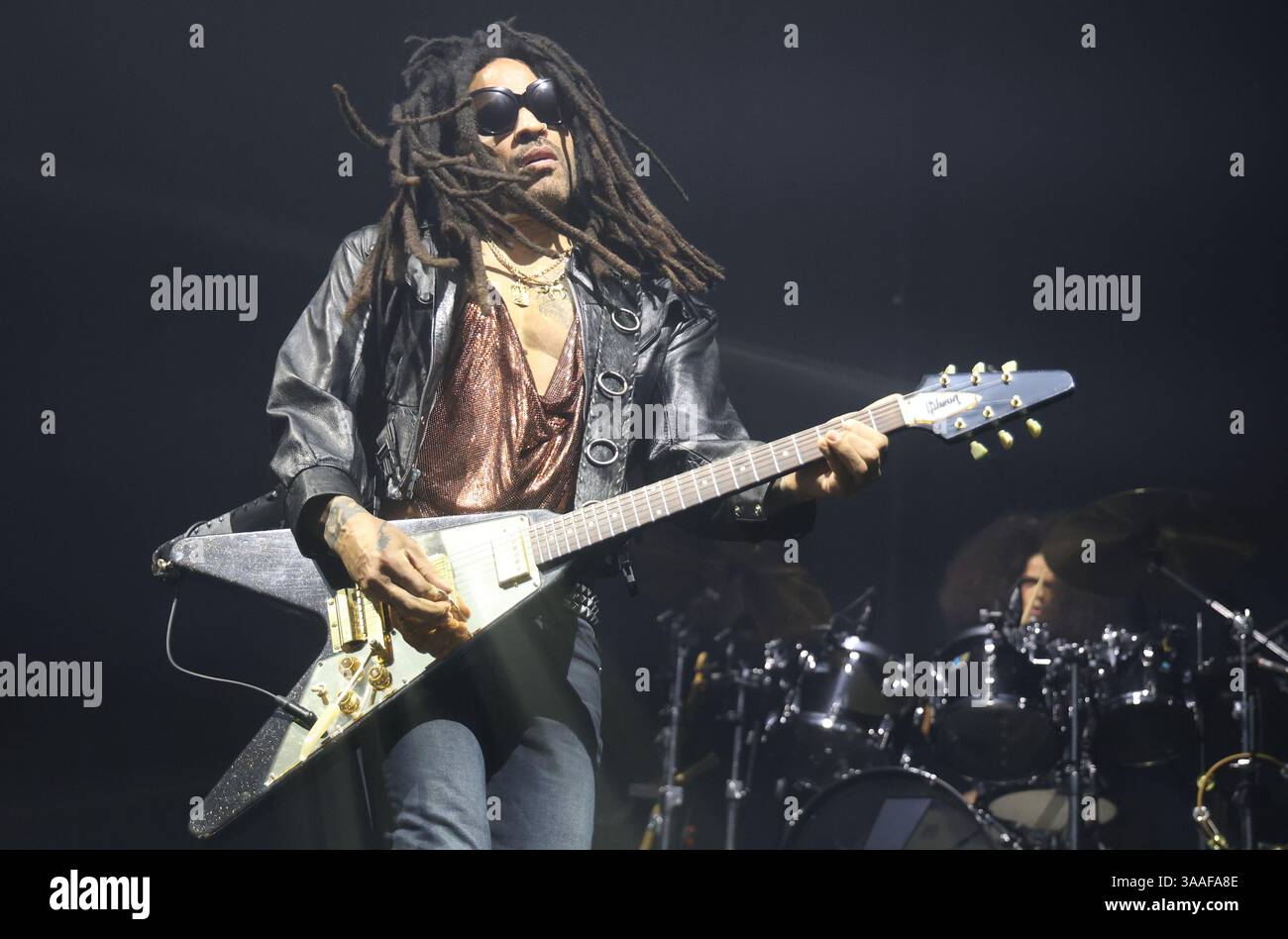 American singer and guitarist Lenny Kravitz on stage during the Blue ...