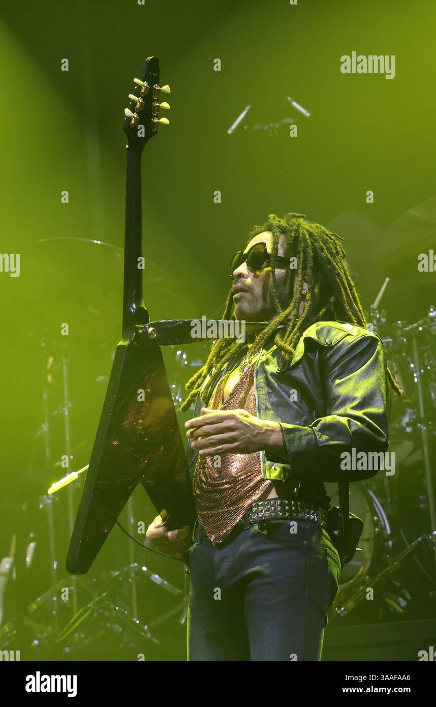 American singer and guitarist Lenny Kravitz on stage during the Blue ...