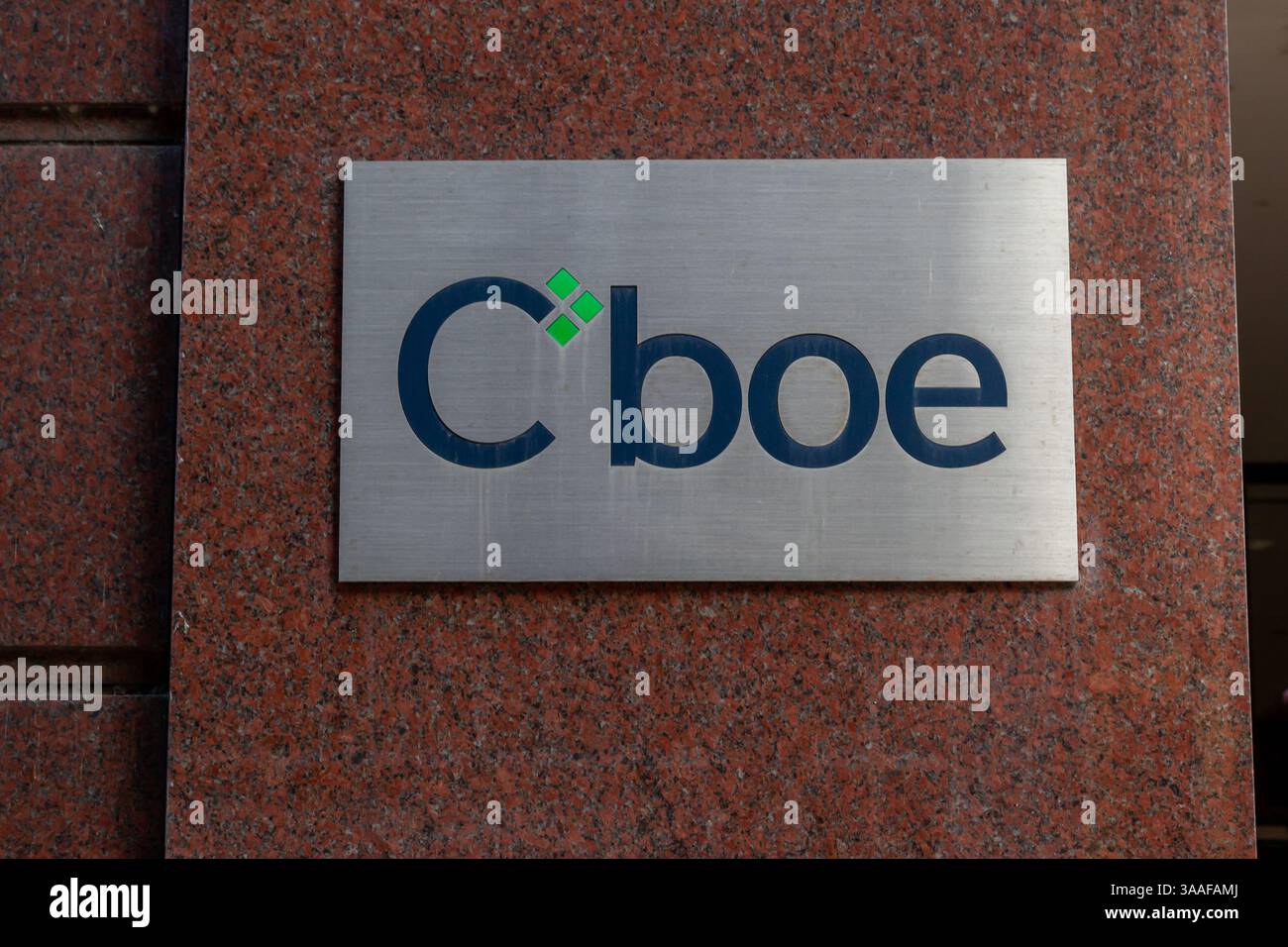Chicago, Illinois, USA - March 28, 2022: Cboe sign on the building at ...
