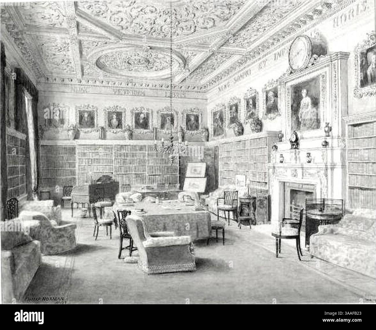 Interior of library of Chesterfield House by Philip Norman Stock Photo ...