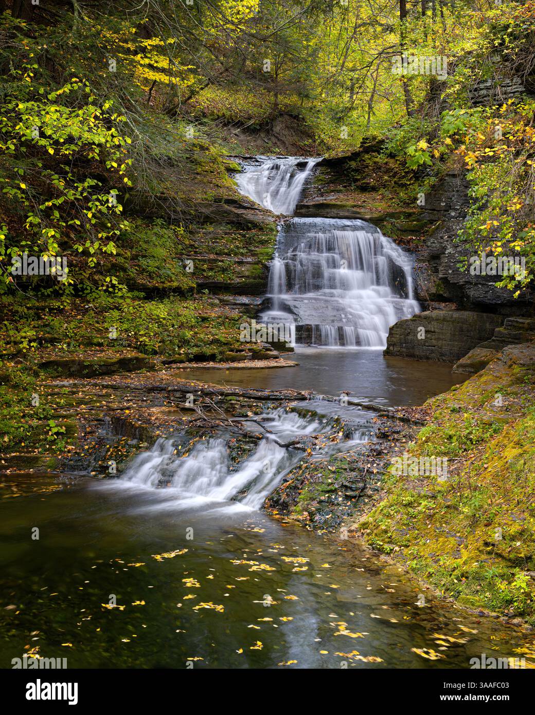 Lower Falls, Enfield Glen, Robert H. Treman State Park, Finger Lakes, New York State, USA Stock ...
