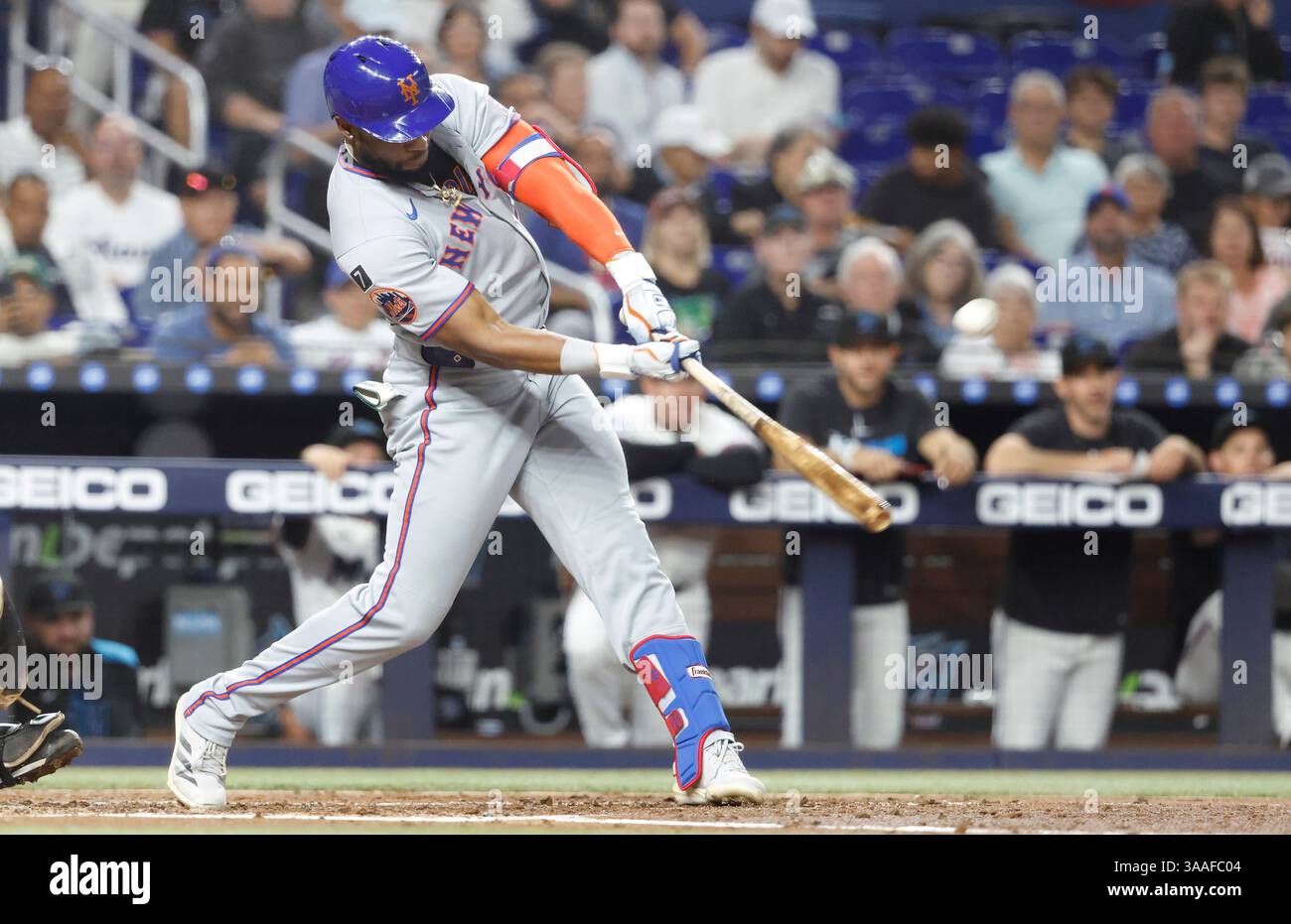 New York Mets' Starling Marte hits a home run during the third inning ...