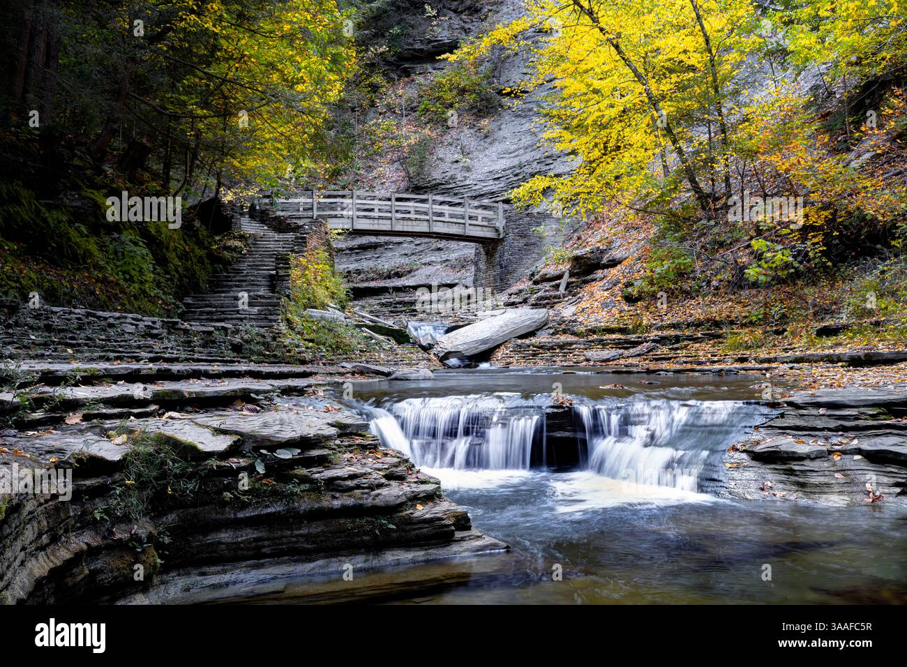 Bridge over Stony Brook. Stony Brook State Park, Finger Lakes, New York ...