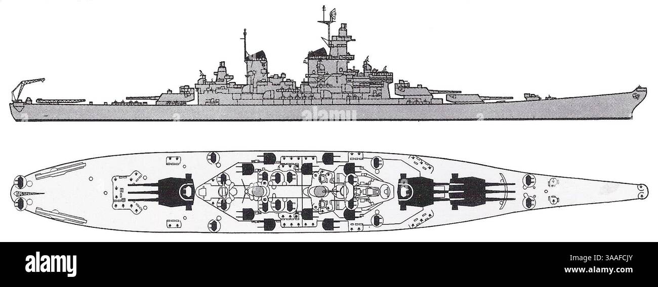 Iowa classe battleships drawing Stock Photo - Alamy