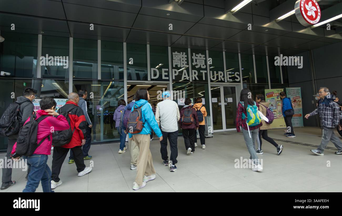 Shenzhen, China March 29 2025: Hong Kong people are pass though the ...