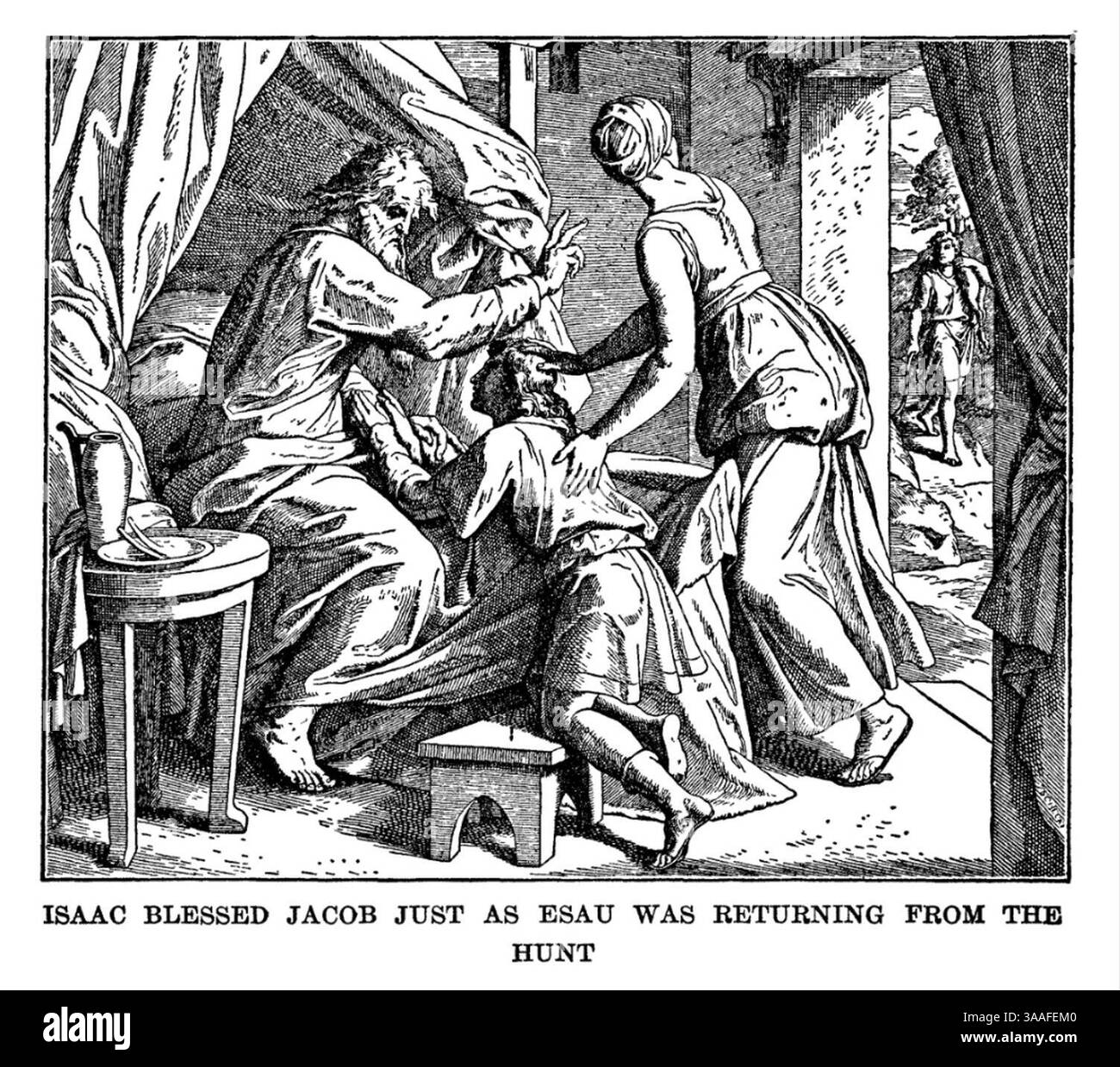 ISAAC BLESSED JACOB JUST AS ESAU WAS RETURNING FROM THE HUNT Stock ...
