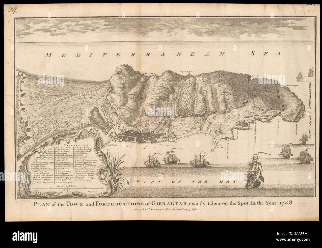 Isaac Basire, Plan of the town and fortifications of Gibraltar Stock ...