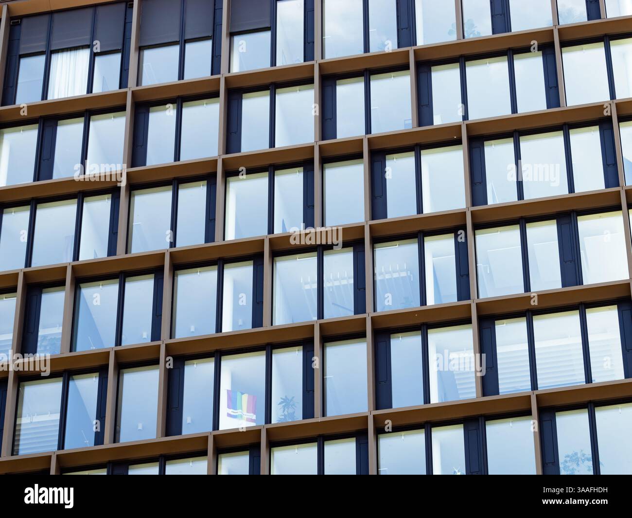 Facade of the modern office building Canetti Tower in the inner city of ...