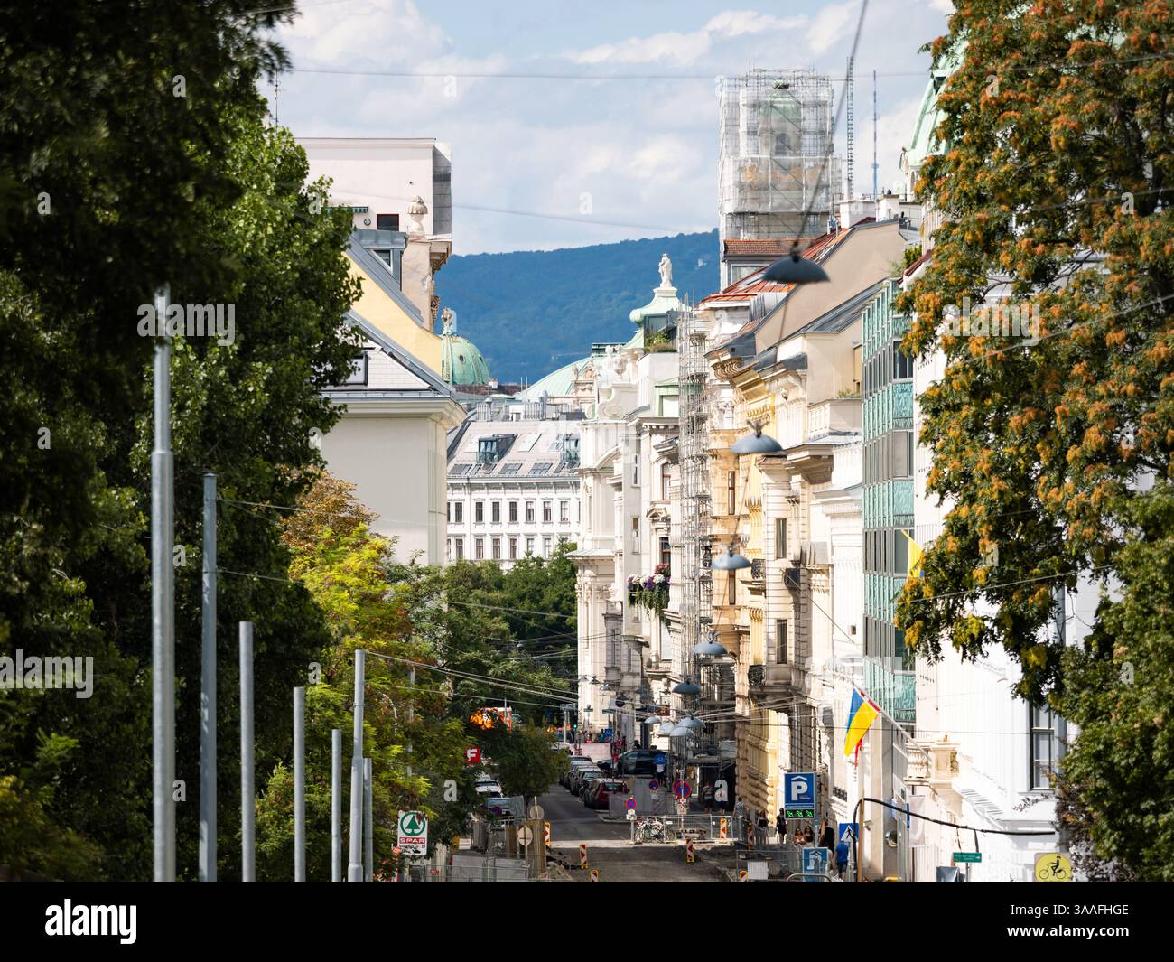 Vienna Argentinierstrasse street view in the inner city. Building ...