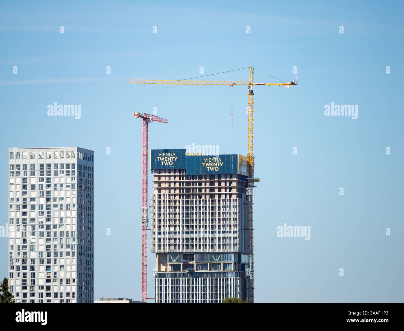 Vienna Twentytwo construction site. The skyscraper building is ...