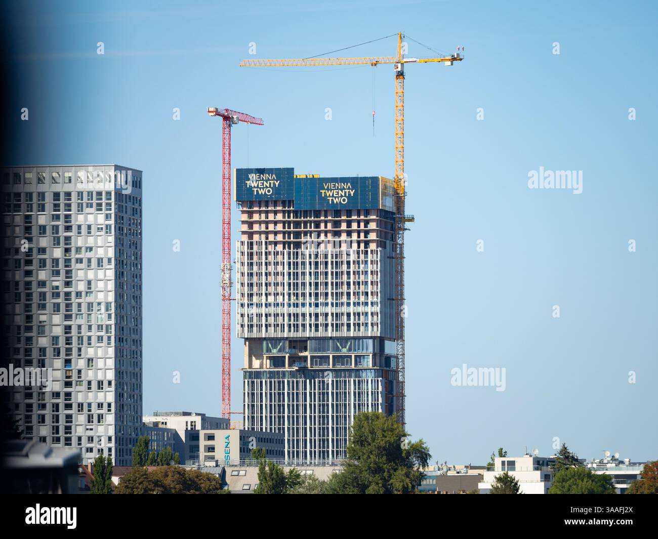 Vienna Twentytwo construction site. The skyscraper building is ...