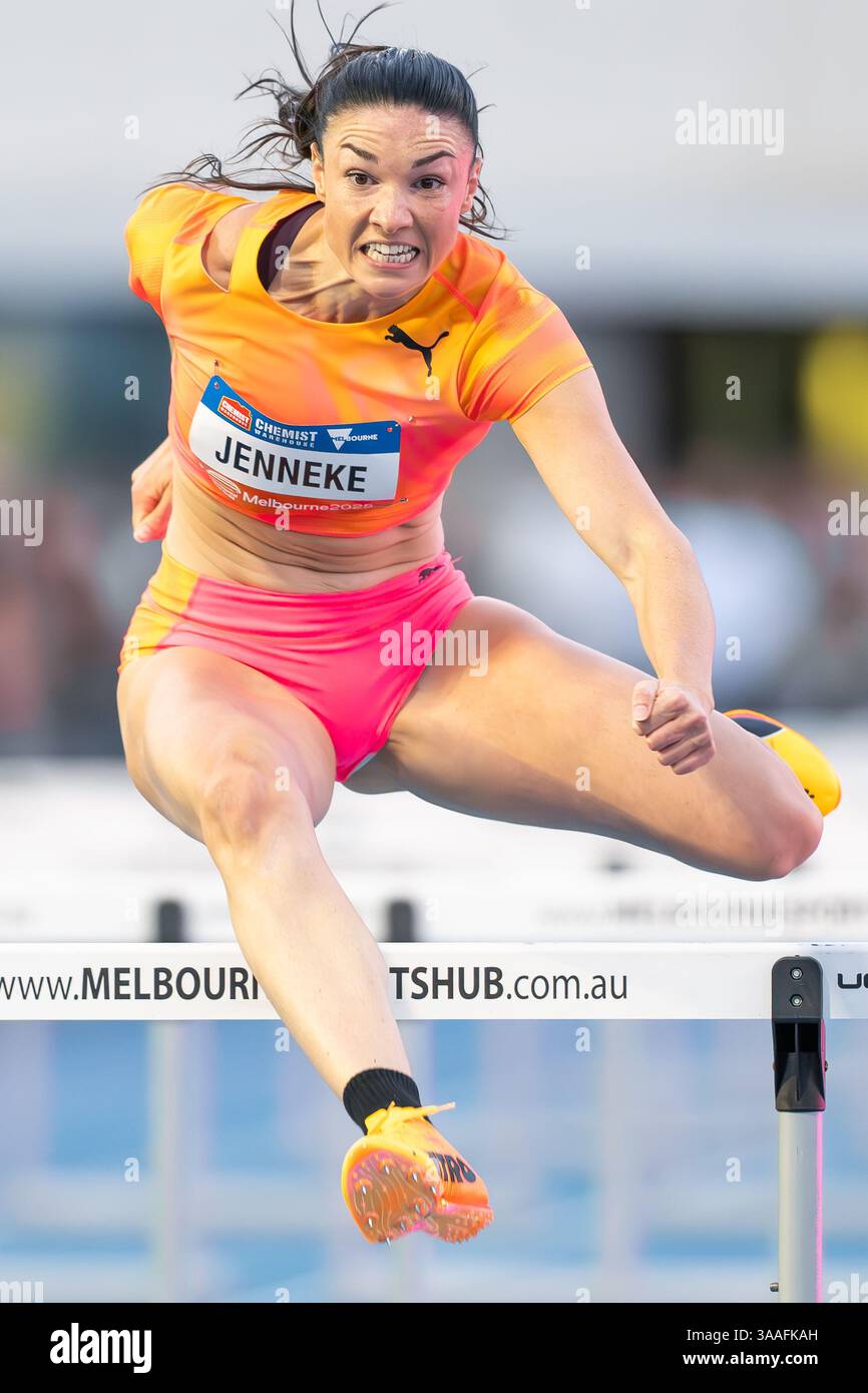Melbourne, Australia. 29th Mar, 2025. Olympian Michelle Jenneke seen in ...