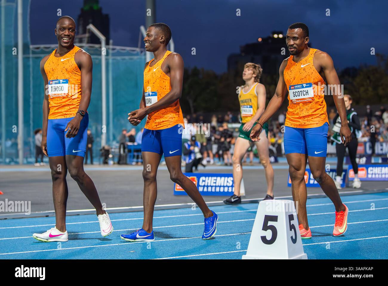Melbourne, Australia. 29th Mar, 2025. Bayapo Ndori, Letsile Tebogo ...