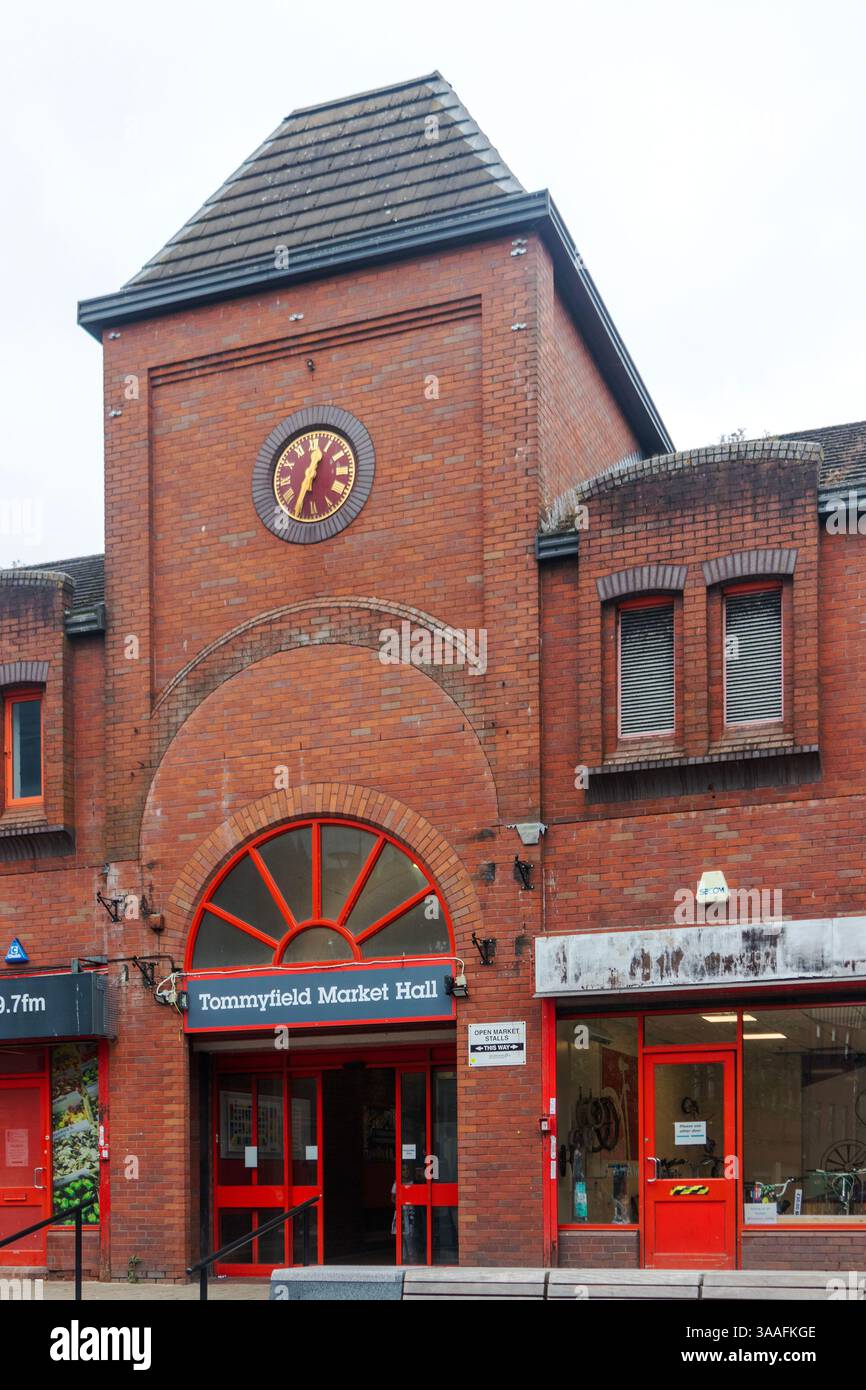Entrance to Tommyfield Market Hall, Oldham, Greater Manchester, England ...