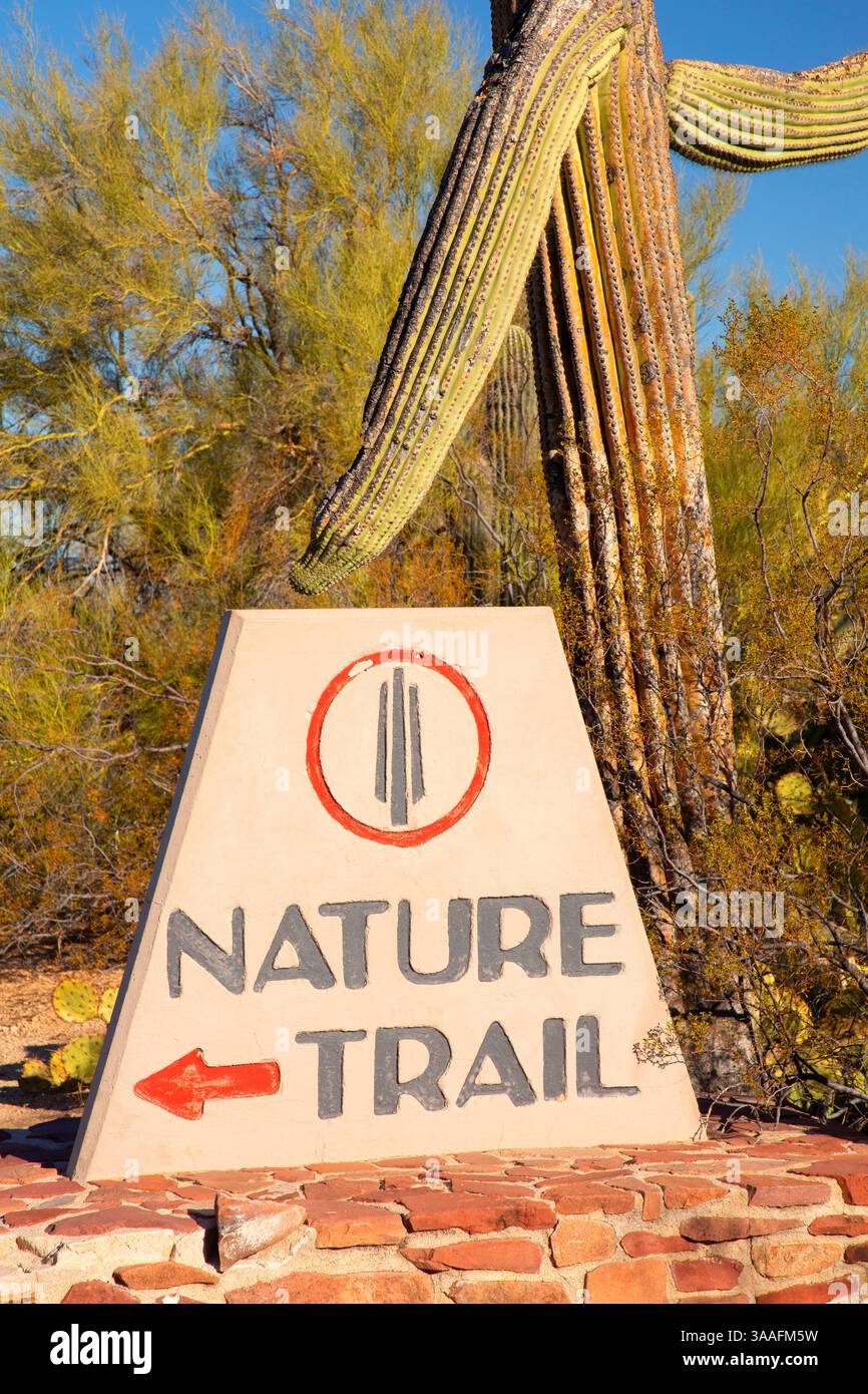 Nature Trail sign, Saguaro National Park-Tucson Mountain District ...