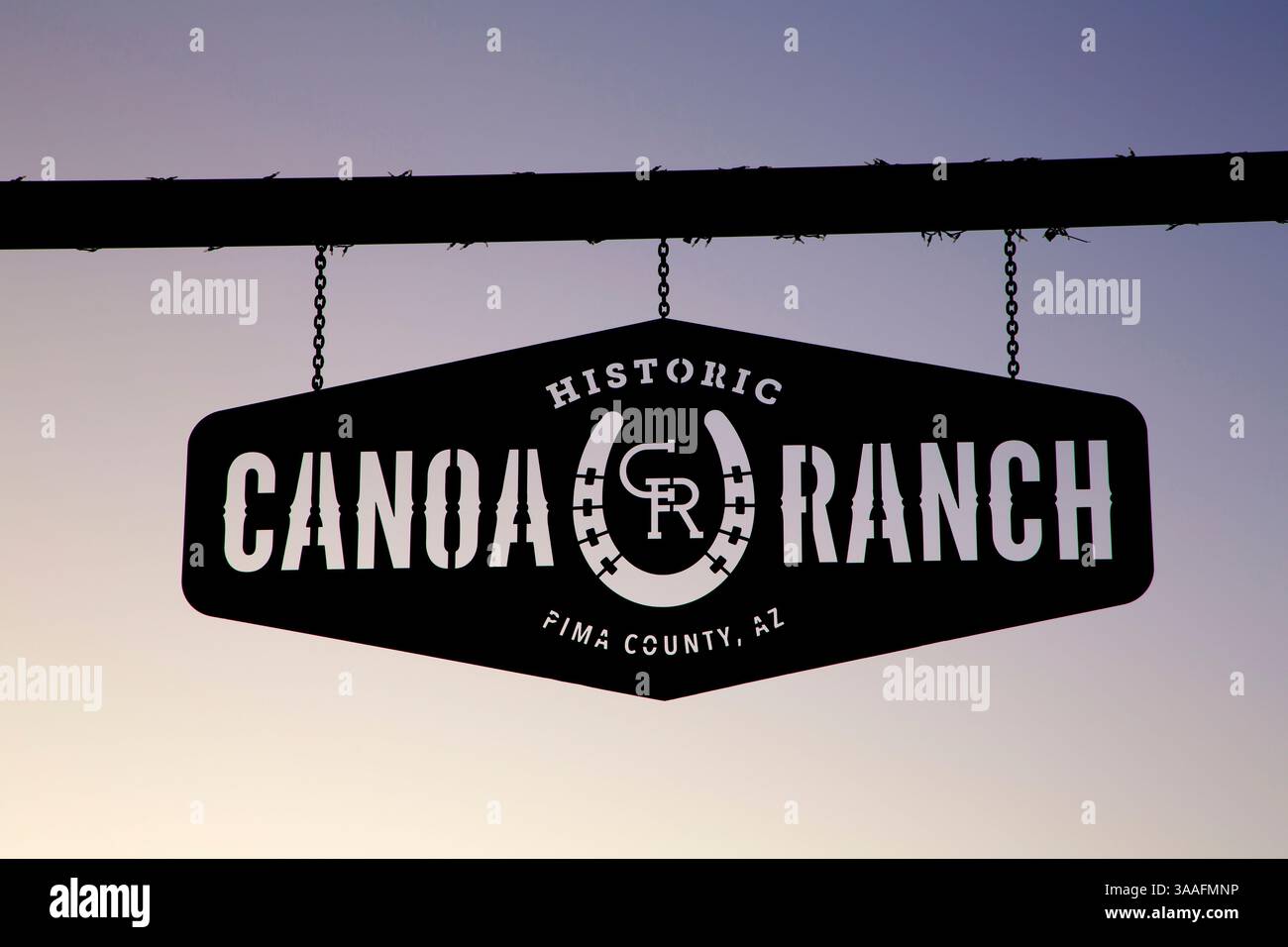 Entrance gate sign, Raúl M. Grijalva Canoa Ranch Conservation Park ...
