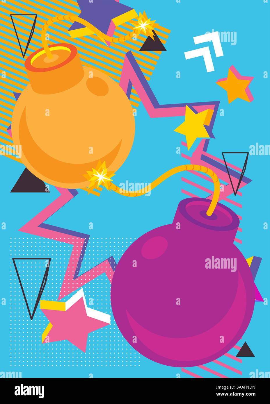 Bomb geometrical graphic retro theme background. Minimal geometric ...