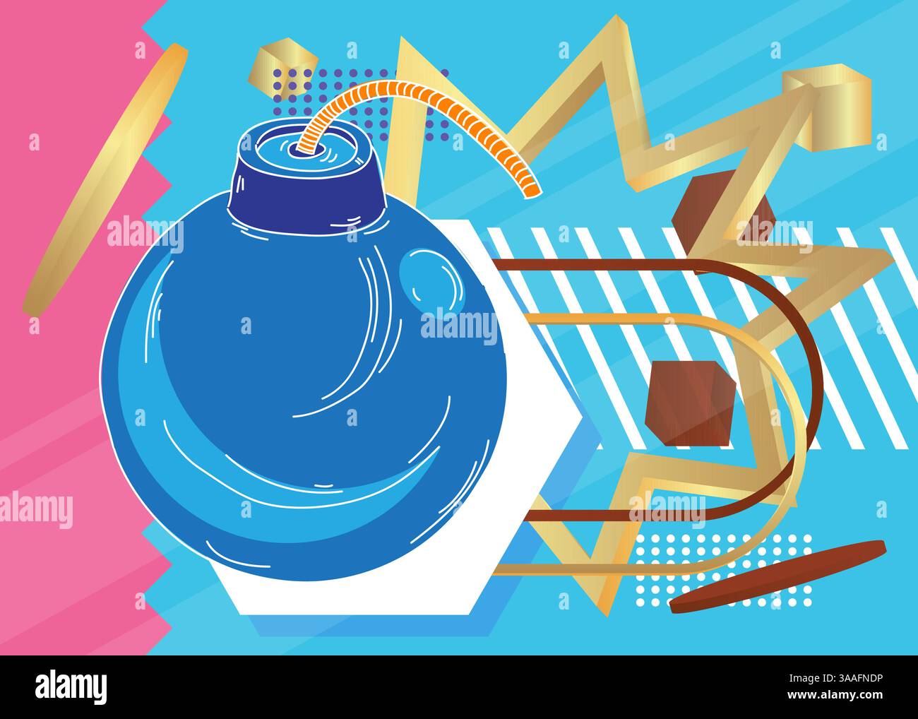 Bomb geometrical graphic retro theme background. Minimal geometric ...