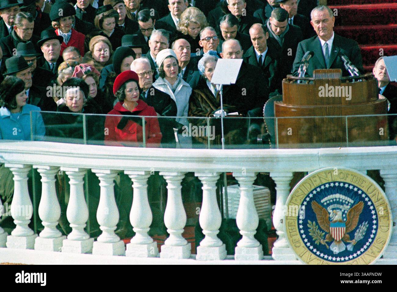 President Lyndon B. Johnson delivers his inaugural address on the East ...