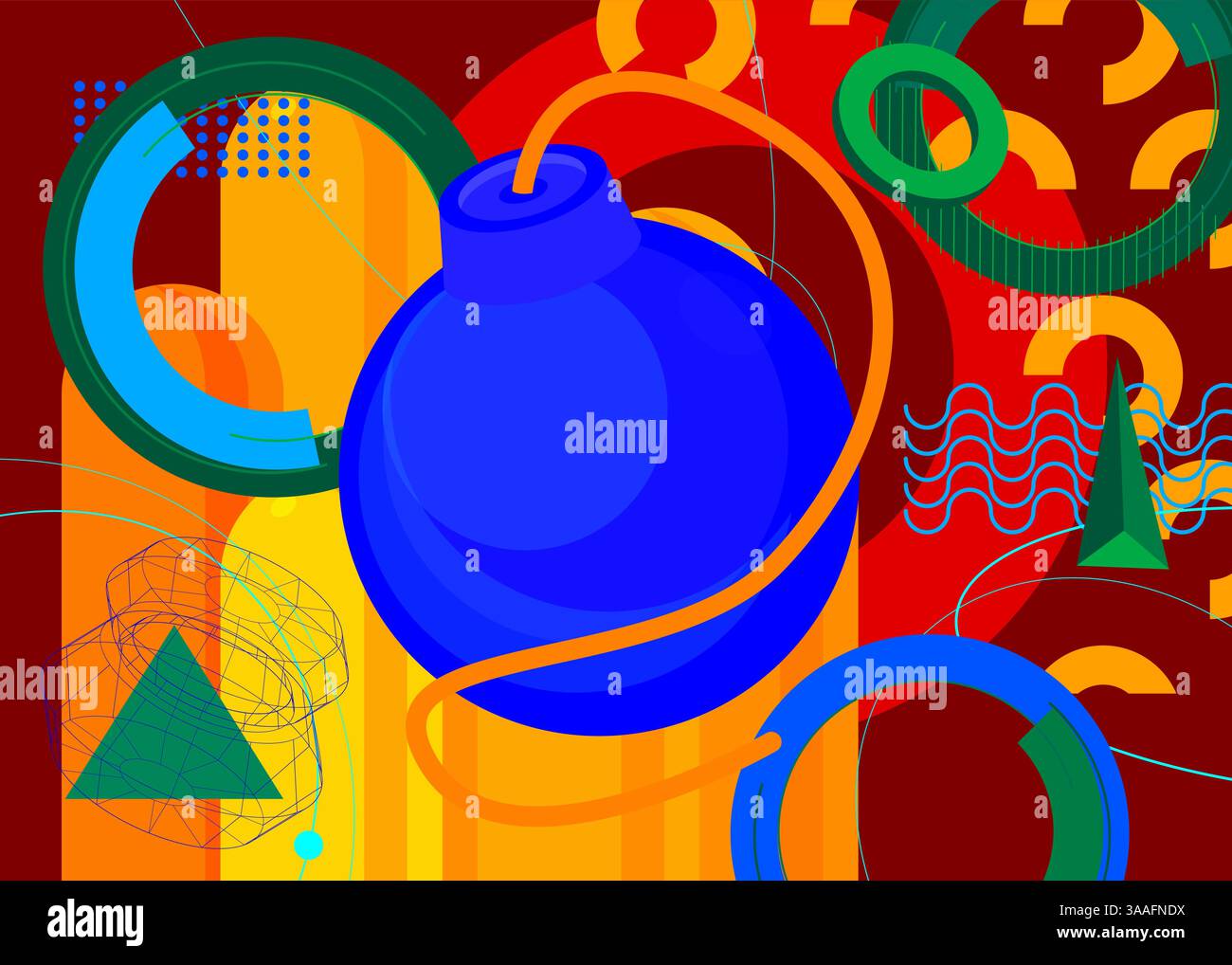 Bomb geometrical graphic retro theme background. Minimal geometric ...
