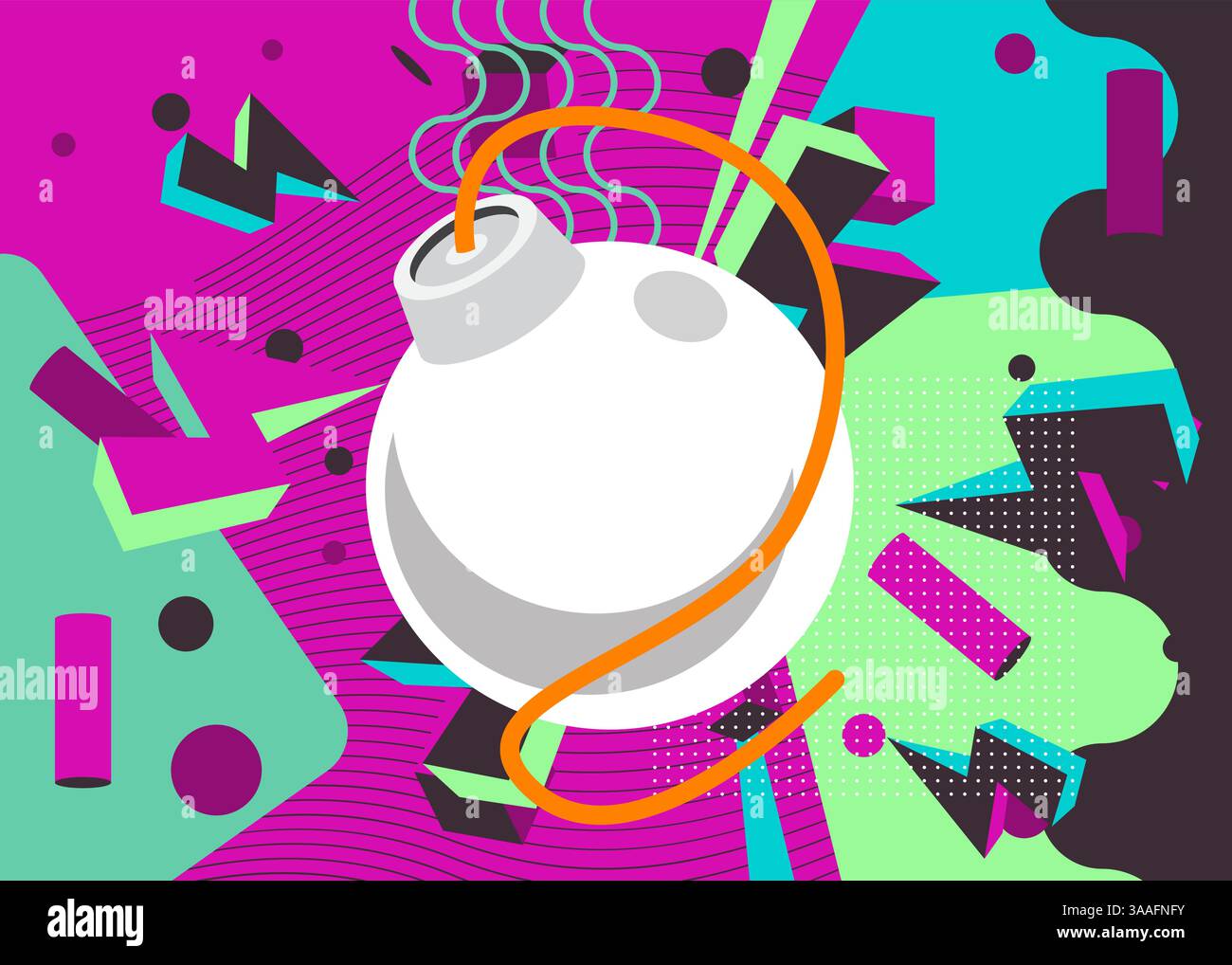 Bomb geometrical graphic retro theme background. Minimal geometric ...