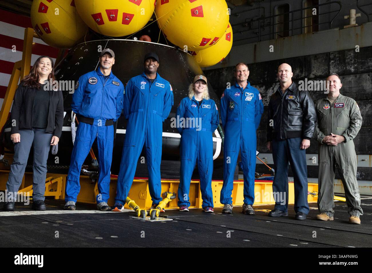 From left, NASA Recovery Director Liliana Villareal, astronauts Luca ...