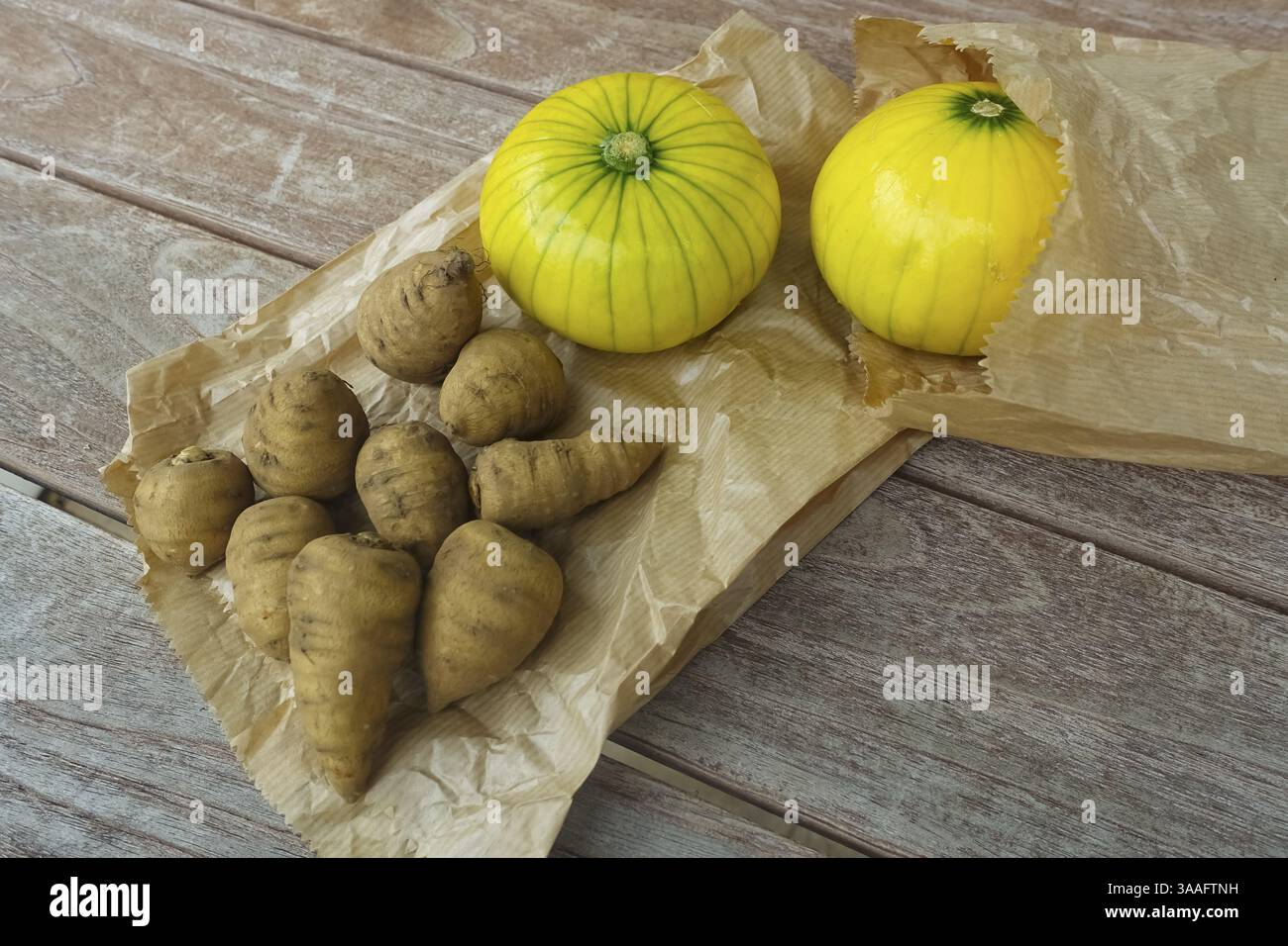 Chaerophyllum bulbosum, chervil turnip, chervil bulb, healthy root ...