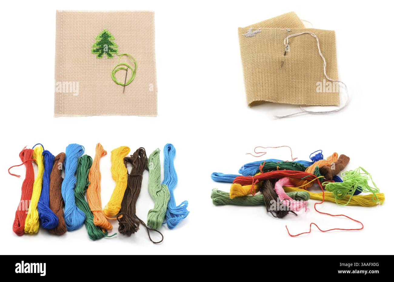 Collage colour threads and bit fabrics with embroidery in the manner of ...