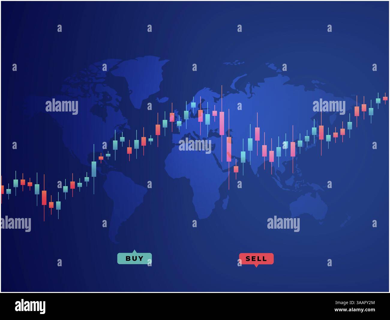 Buy and sell trading crypto candlesticks blue background Stock Photo ...