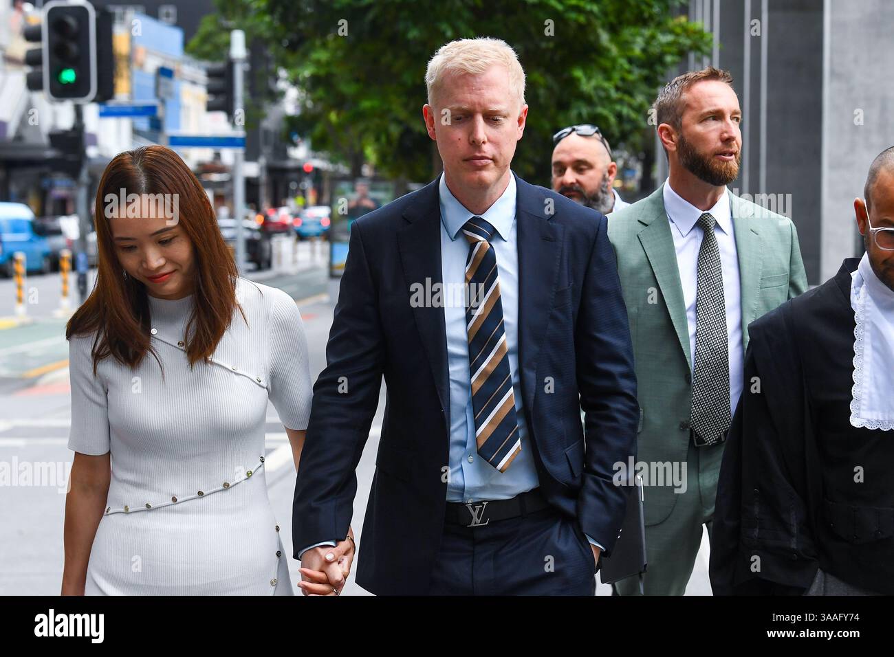 Brisbane, Australia. 01st Apr, 2025. Karl Jobst (middle) leaves the ...