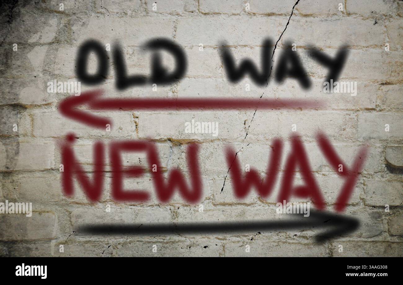 Old Way New Way Concept Stock Photo - Alamy