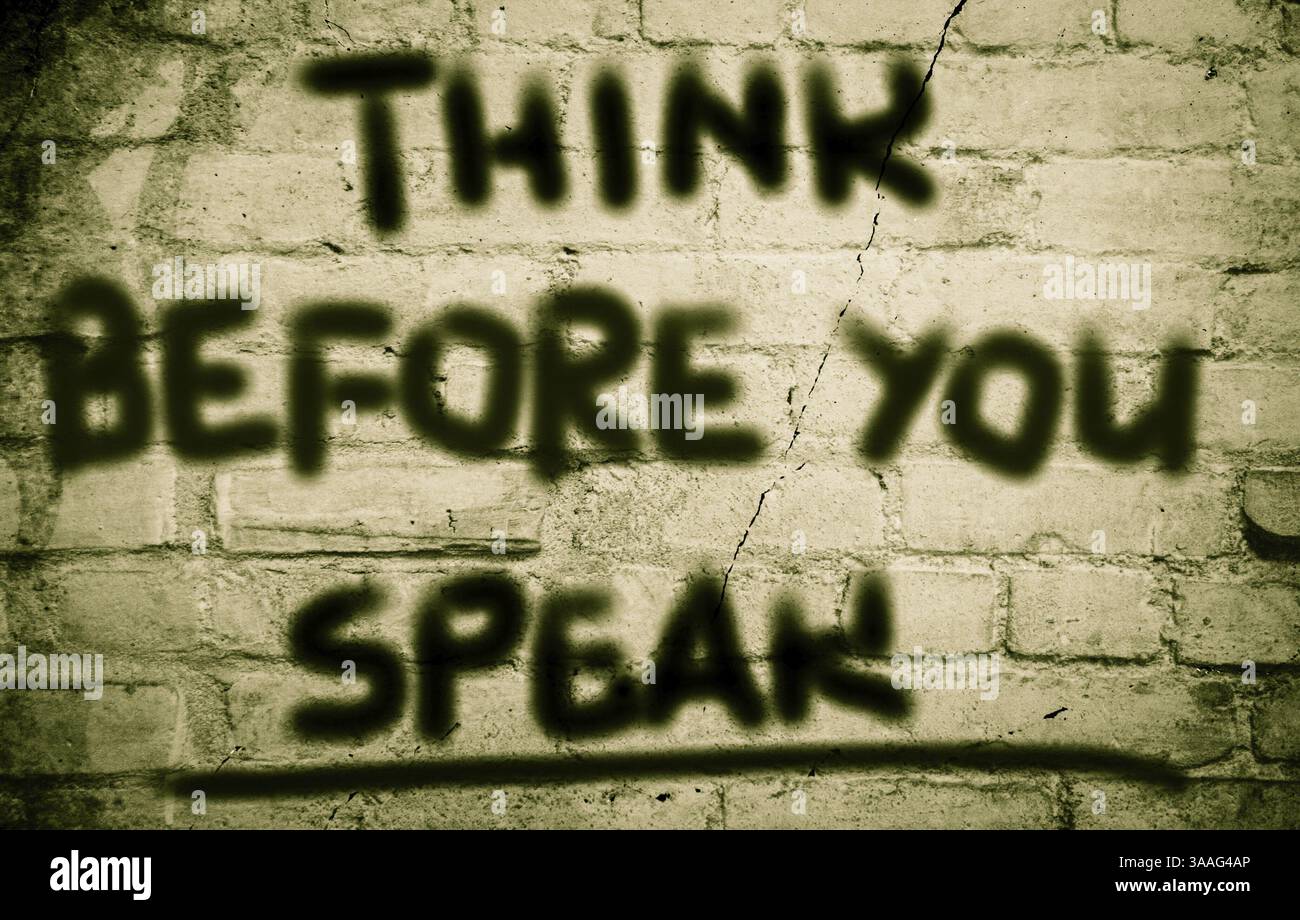 Think Before You Speak Concept Stock Photo - Alamy