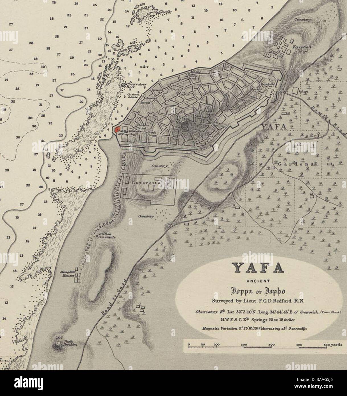 Jaffa in Bedford's map Stock Photo - Alamy