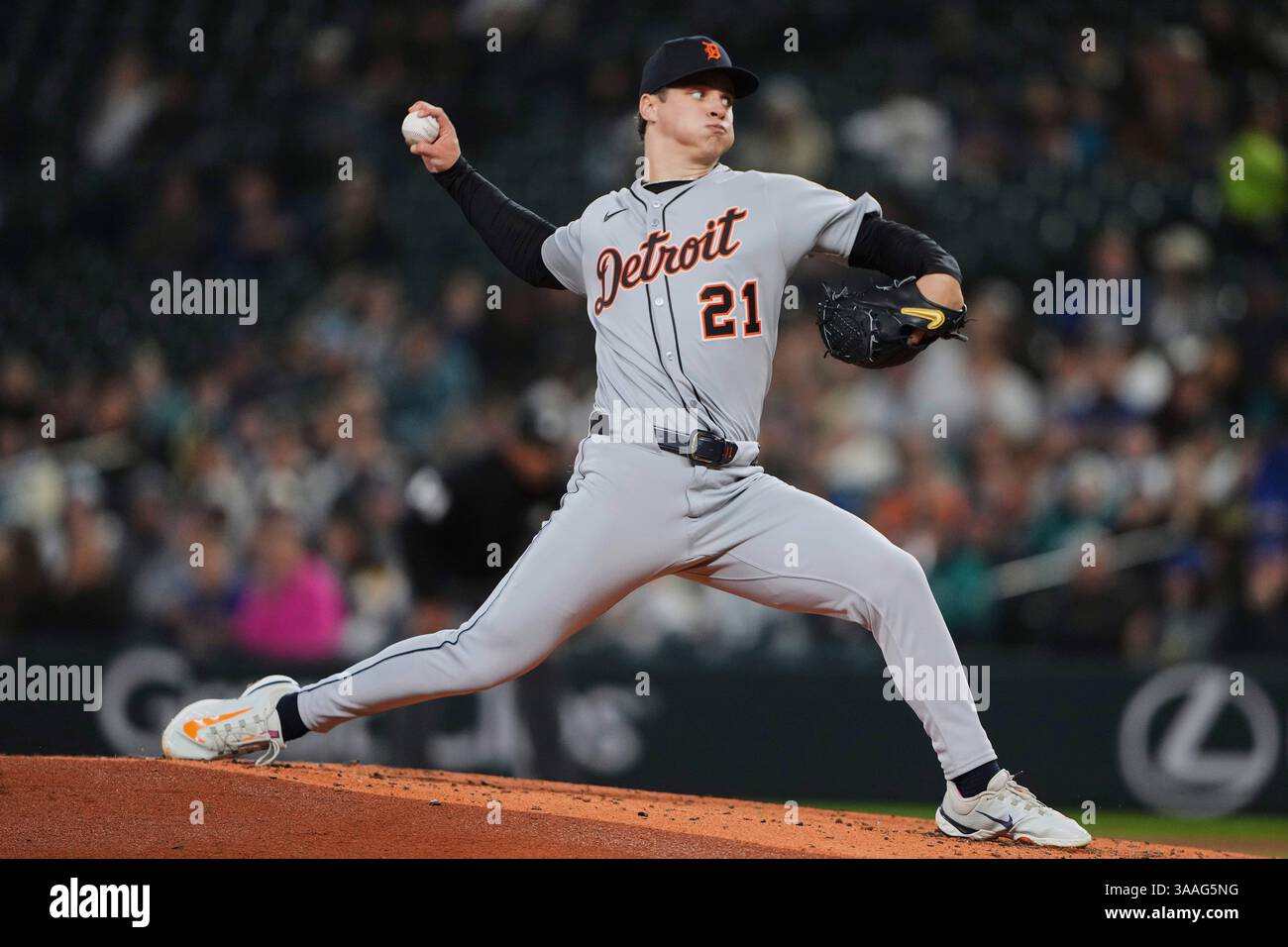Detroit Tigers starting pitcher Jackson Jobe throws against the Seattle ...