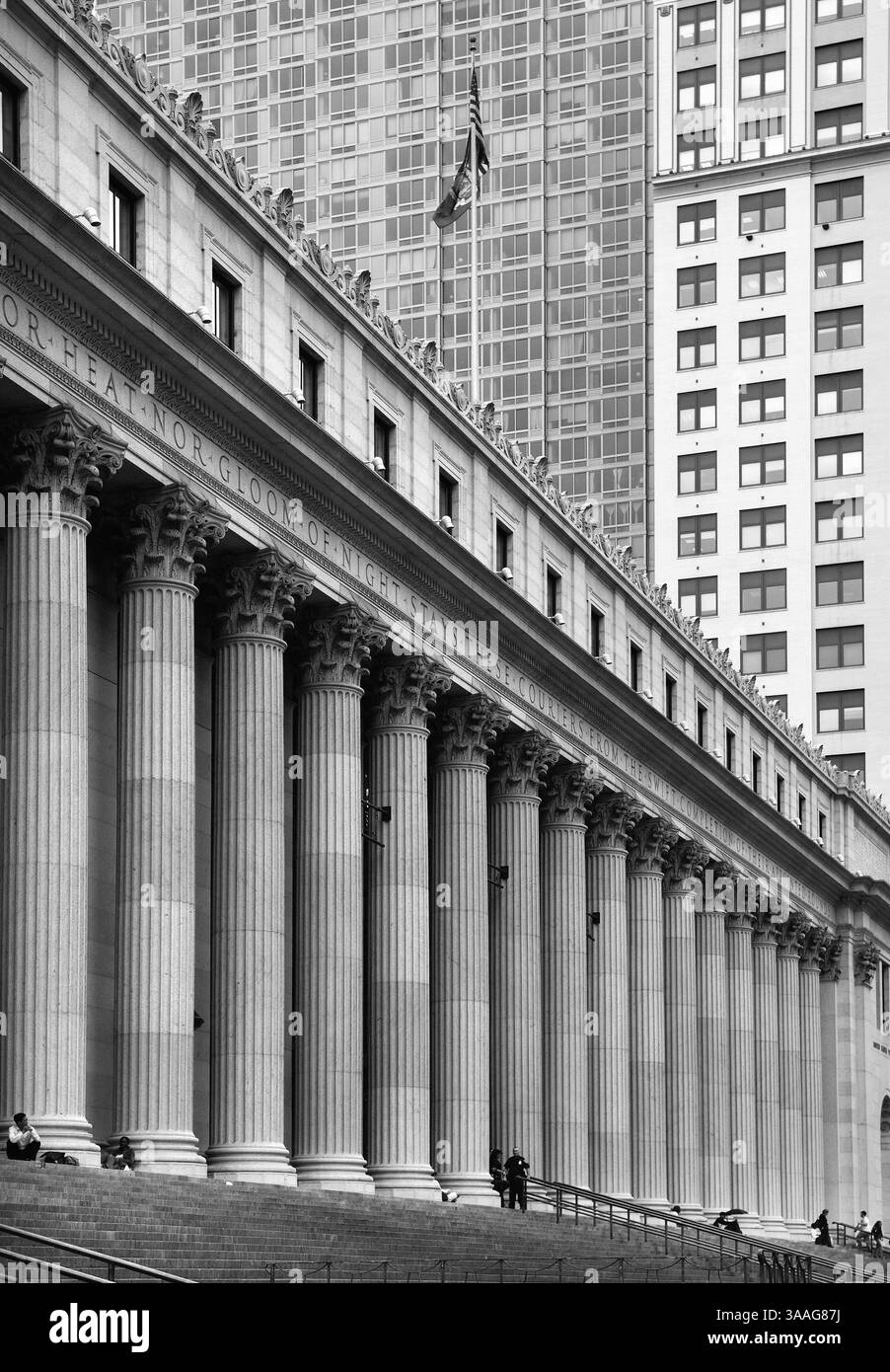 Columns of the main facade of the General Post Office, New York City ...