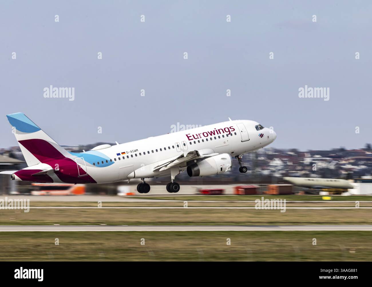 Stuttgart Airport STR EDDS. Manfred Rommel Airport. Eurowings aircraft ...