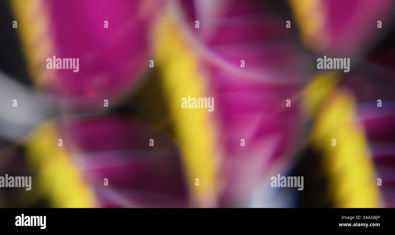 Visual sparkle. Blur facet texture. Defocused yellow purple colorful ...
