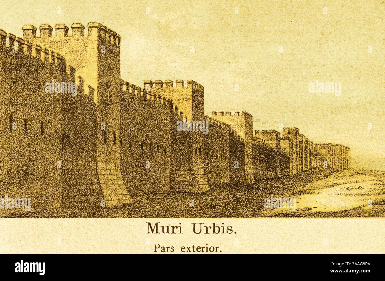 Muri Urbis, pars interior, inner city wall with defence towers, ancient ...