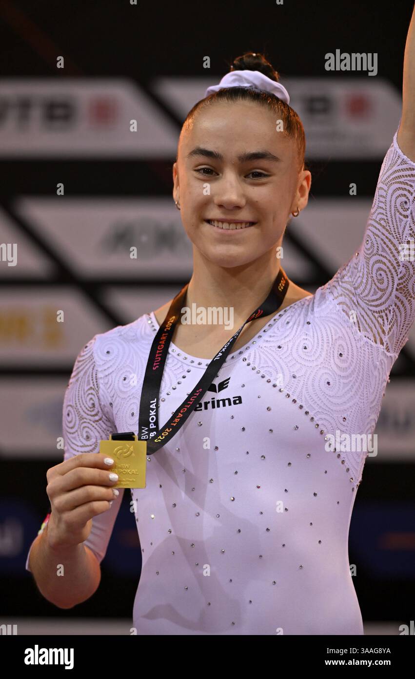 Madita Mayr GER Gold medal award ceremony, EnBW DTB Cup, Porsche Arena ...