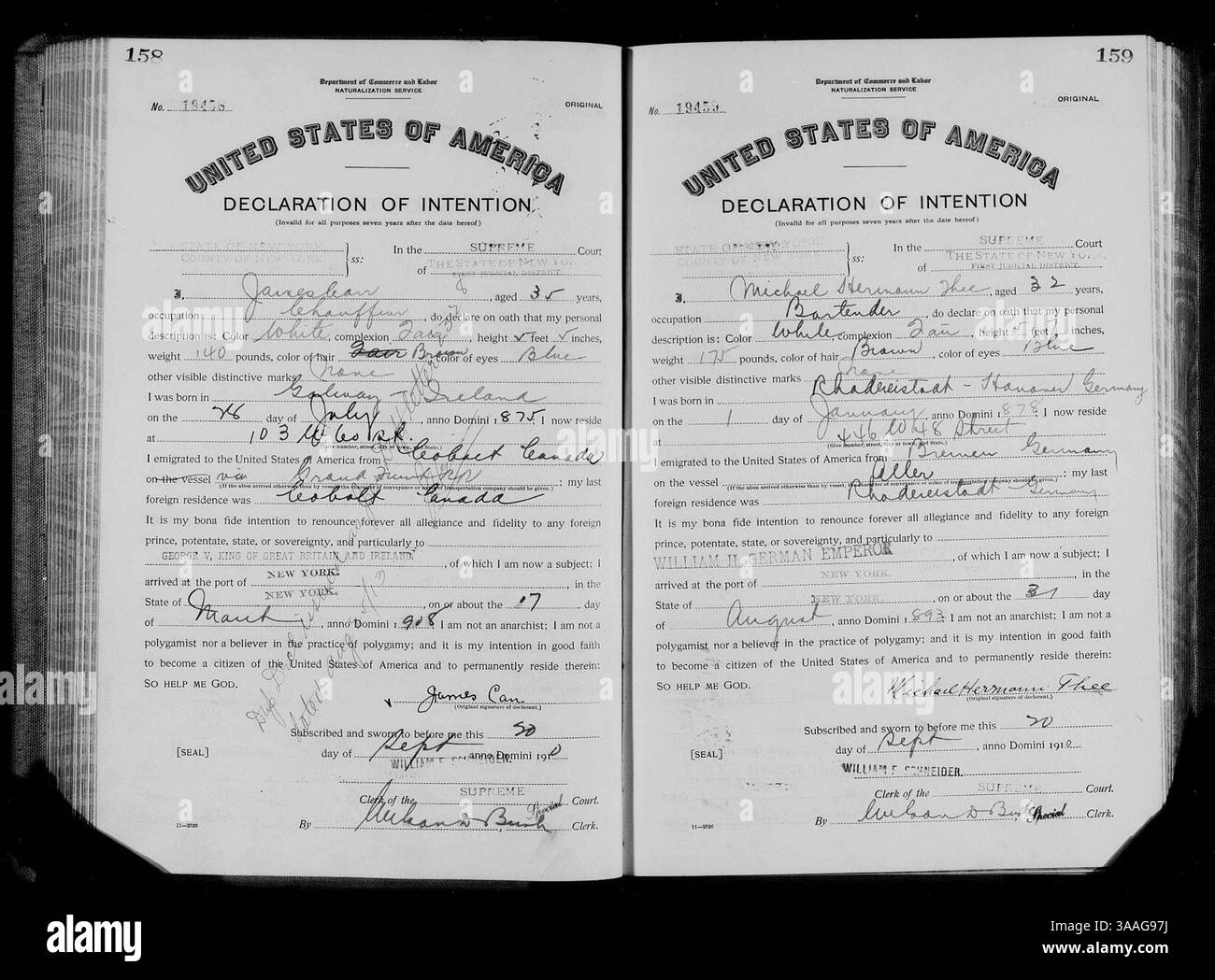 James Carr (born 1875) declaration of intention from September 20, 1910 ...