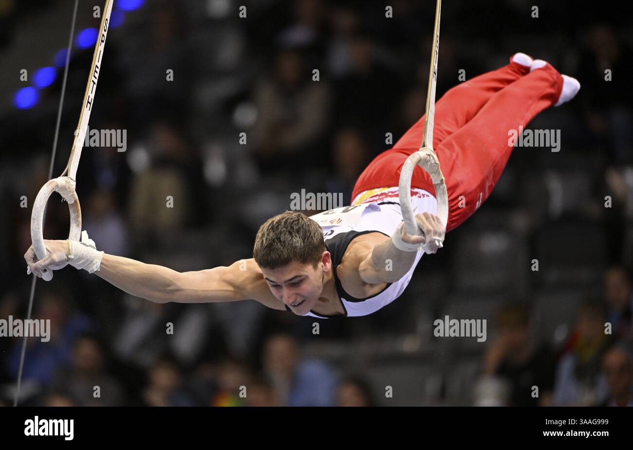 Timo Eder GER rings action gymnastics, EnBW DTB-Pokal, Porsche-Arena ...