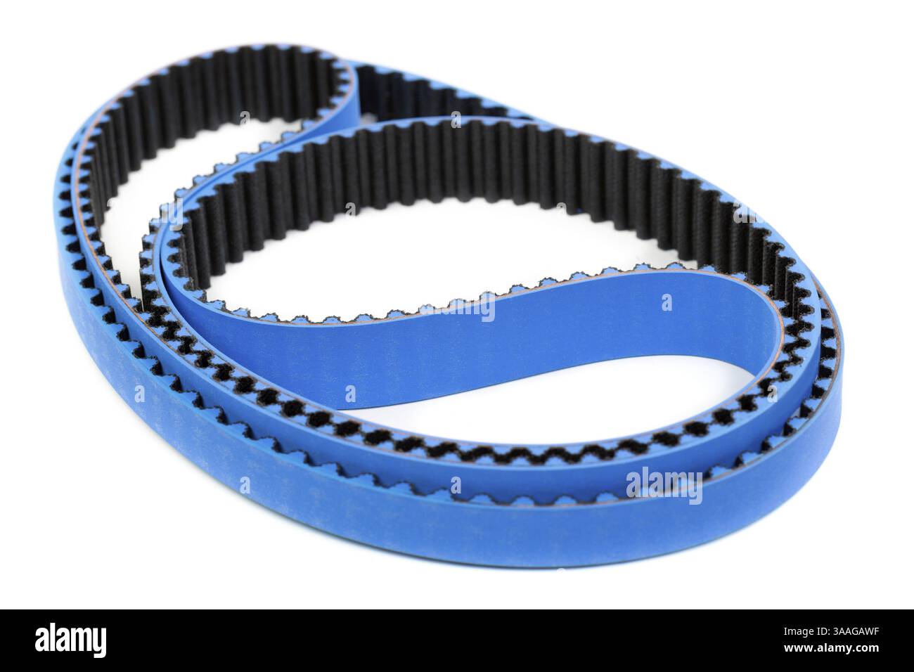 Blue tuning belt car engine isolated white background Stock Photo - Alamy