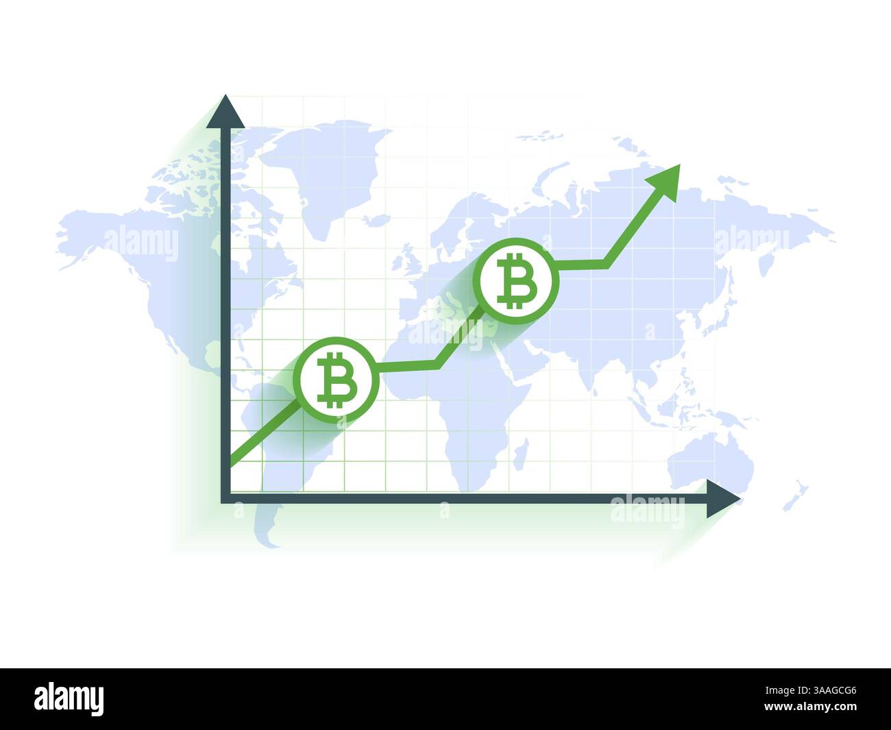 Bitcoin growth chart in the world Stock Photo - Alamy